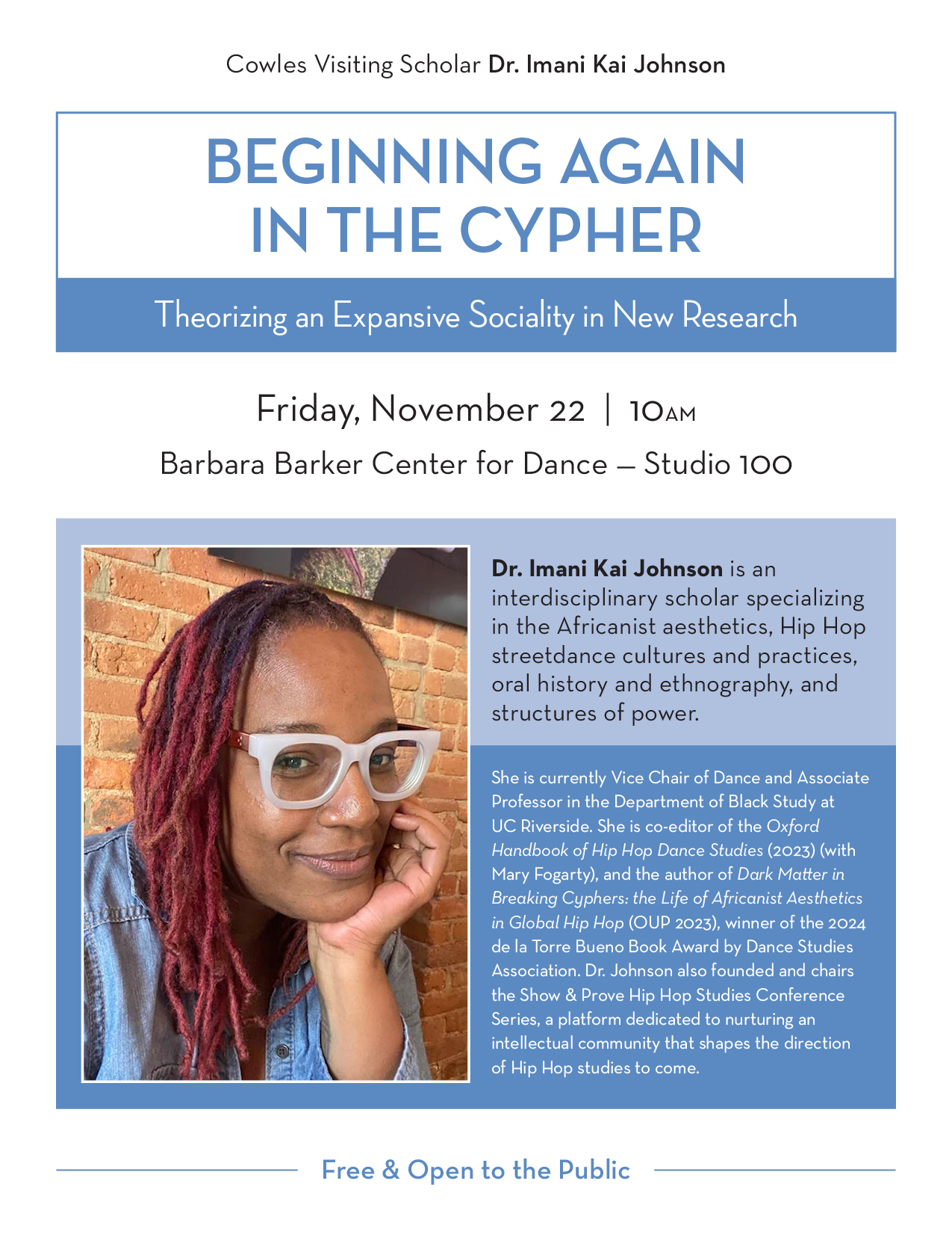Cowles Visiting Scholar Dr. Imani Kai Johnson Public Talk : DanceMN